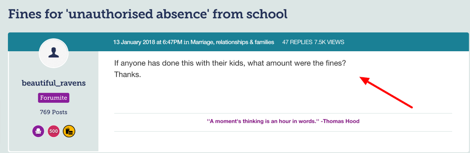 Maximum Penalty Fine for Unauthorised Absence from School?